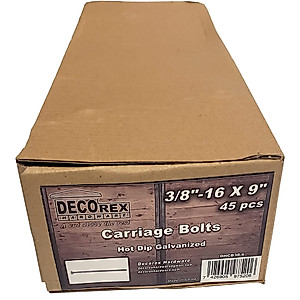 3/8" - 16 x 9 Carriage Bolt | Round Head | Hot Dip Galvanized | 45pcs Box
