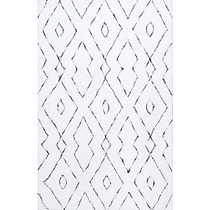 NuLOOM Beaulah Modern Trellis Shag Area Rug, 6' x 9', White