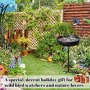 28In Freestanding Birdbaths Bowl Outdoor, Free Standing Garden Bird Bath Bird Feeder Bowl with Metal Stake, Detachable Decoration Spa Birdfeeder for Garden Patio Yard Lawn, 4 Spiky Feet (Free)