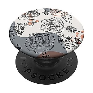 Boho Roses Line Art Abstract Pastel Minimalist Flowers PopSockets Standard PopGrip