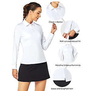 ISEEGZ Golf Polo Shirts for Women, Women's Long Sleeve Shirt Blouses, Dressy and Casual Women's Tops for Daily Work Sports, Comfortable Fitted & Quick Dry Apparel