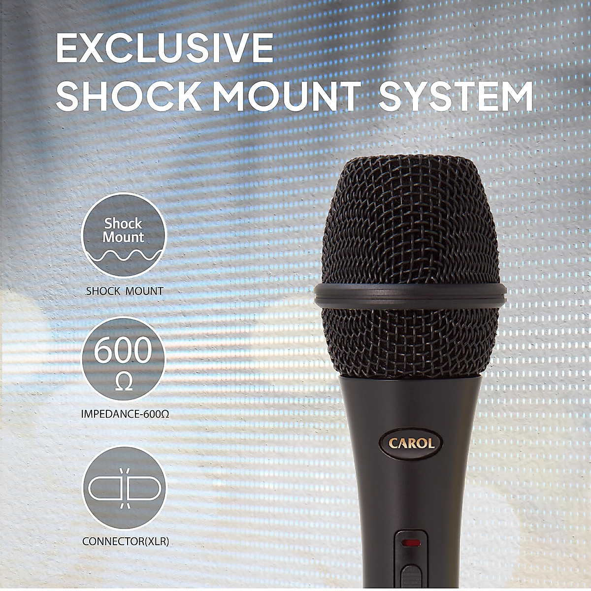 CAROL GS-67 Dynamic Vocal Microphone Supercardioid Handheld Mic, with Shock Absorber Effect for Presentation and Home Entertainment, Recording, Live Performance w/ 14.8ft XLR to 1/4"(6.35mm) Cable