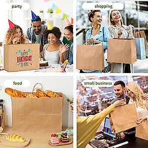 Moretoes 110pcs 16x6x12 Inches Paper Bags with Handles Bulk Large Gift Bags with Handles Brown Paper Bags for Grocery, Merchandise, Gifts