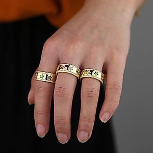 ATJMLADYJEWELRY Size 6 7 8 Gold Plated Colorful Star Engraved Wedding Engagement Band Fashion Women Ring (8)