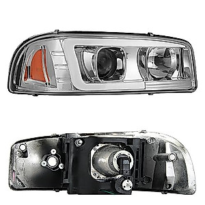 HH Building 2pcs Headlight Front Left Right Driver Passenger Side Clear Lens Chrome Housing LED Tube Projector Headlights 5_444-CDE00V2-LB-C A7799C0B3999C0B3903C_1999_2000_2001_2002_A18 GM2801186