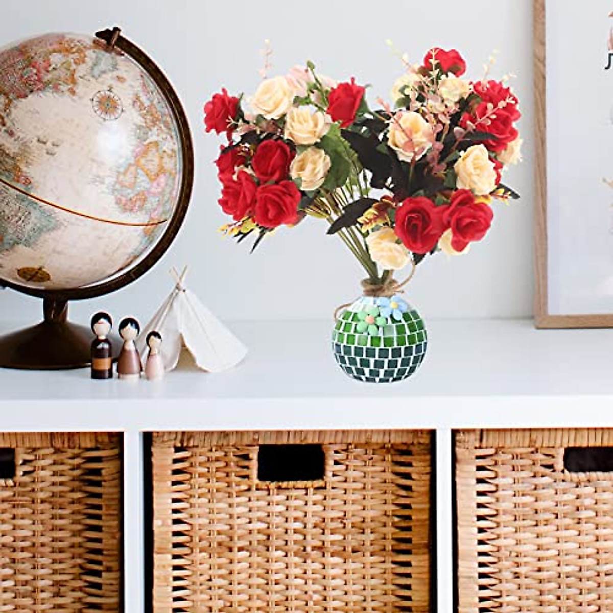 FOMIYES Home Decor Decor Decor 1 Set of DIY Handmade Flower Vase Dried Flower Mosaic Vase Mosaic Tiles Crafts Table Centerpiece Vase Mosaic Making Supplies for Kids Adults DIY Crafts Green Home