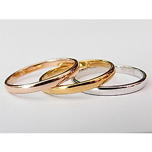 SOVATS Stack Small Band Ring 925 Sterling Silver Rhodium Plated - High Polish Eternity Band Tarnish Resistant Comfort Fit Wedding Band 2mm Ring, Size 9