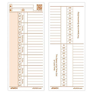 100 uPunch Time Cards for CR1000 Digital Time Clock & Date Stamp
