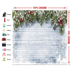 Dudaacvt 10x10ft Christmas Photography Backdrops Wooden Wall White Snow Backdrop Christmas Decoration Backdrops D219