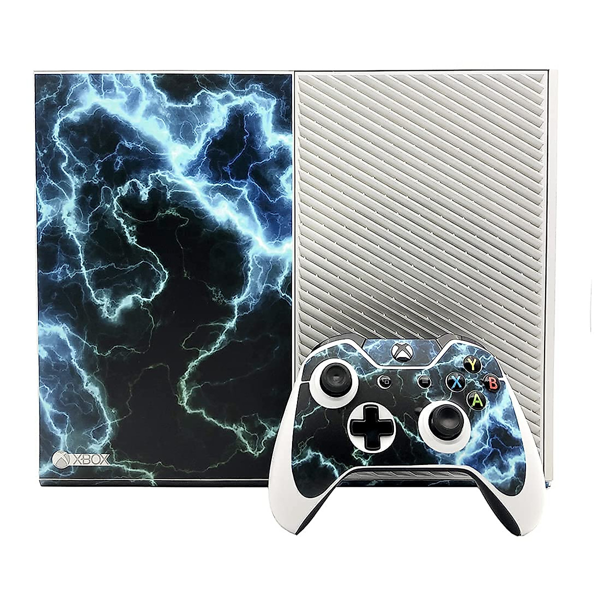 UUShop Protective Vinyl Skin Decal Cover for Microsoft Xbox One Console wrap sticker skins with two Free wireless controller decals Lightnings(NOT for One S or X)