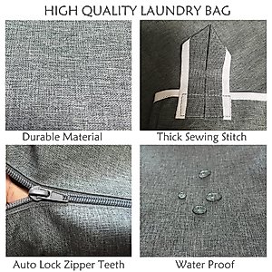 KINGSUSLAY Laundry Hamper, XL Hanging Hamper with Large Openging,Space Saving Storage Bag,Over the Door Hamper with Haning Hooks（36"x 22", Heath Grey)
