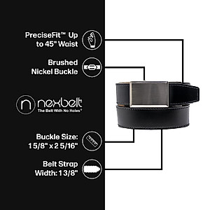 Men's Belt, Nexbelt Ratchet Leather Texture Shield Black V.3 Golf Dress Belt