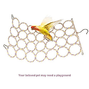 2 Packs Parrot Swing Hanging Toys, Bird Climbing Rope Net Ladders Small Medium Pet Activity Toy Suitable for Parakeet,Cockatiel,Cockatoo,Conure,Mini Macaw（Random Color ） (Style-1)
