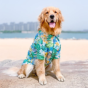 Harikaji Dog Hawaiian Shirt, Summer Pet Clothes Large Dog Cool Costume Beach T-Shirt for Medium Large Dog(Blue,5XL)