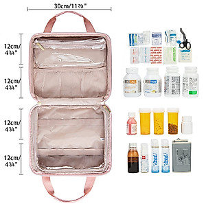 Leudes Travel Pill Bottle Organizer,Medicine Organizer and Storage,Home Medication Bag, Cases,Carrier for Pills,Vitamin,Fish Oil,Supplements for Women and Men (Large, Pink)