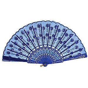 Xiaofeng214 Best Chinese Style Dance Wedding Party Lace Silk Folding Hand Held Flower Fan new330 (Color : White)