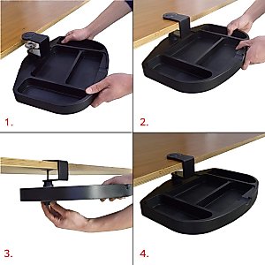 ApexDesk Clamp-On Under Desk 360-Degree Swivel Drawer - Perfect Office Storage Accessory For Your Existing Standing Desk (Clamp-On Desk Drawer - White)