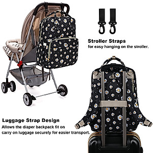 Kouxunt Cow Print Diaper Bag Backpack for Baby Girls Boys, Waterproof Maternity Nappy Backpacks with Stroller Straps Luggage Strap for Moms
