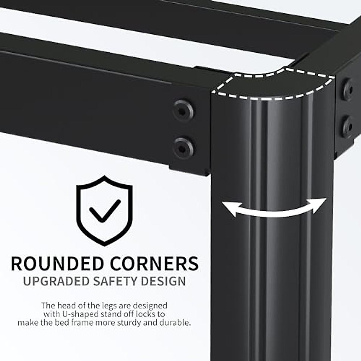 Lutown-Teen 14 Inch Full Size Bed Frame with Rounded Corner Legs, Sturdy Mattress Foundation, Heavy Duty Metal Full Platform No Box Spring Needed, Noise Free, Easy Assembly, Black