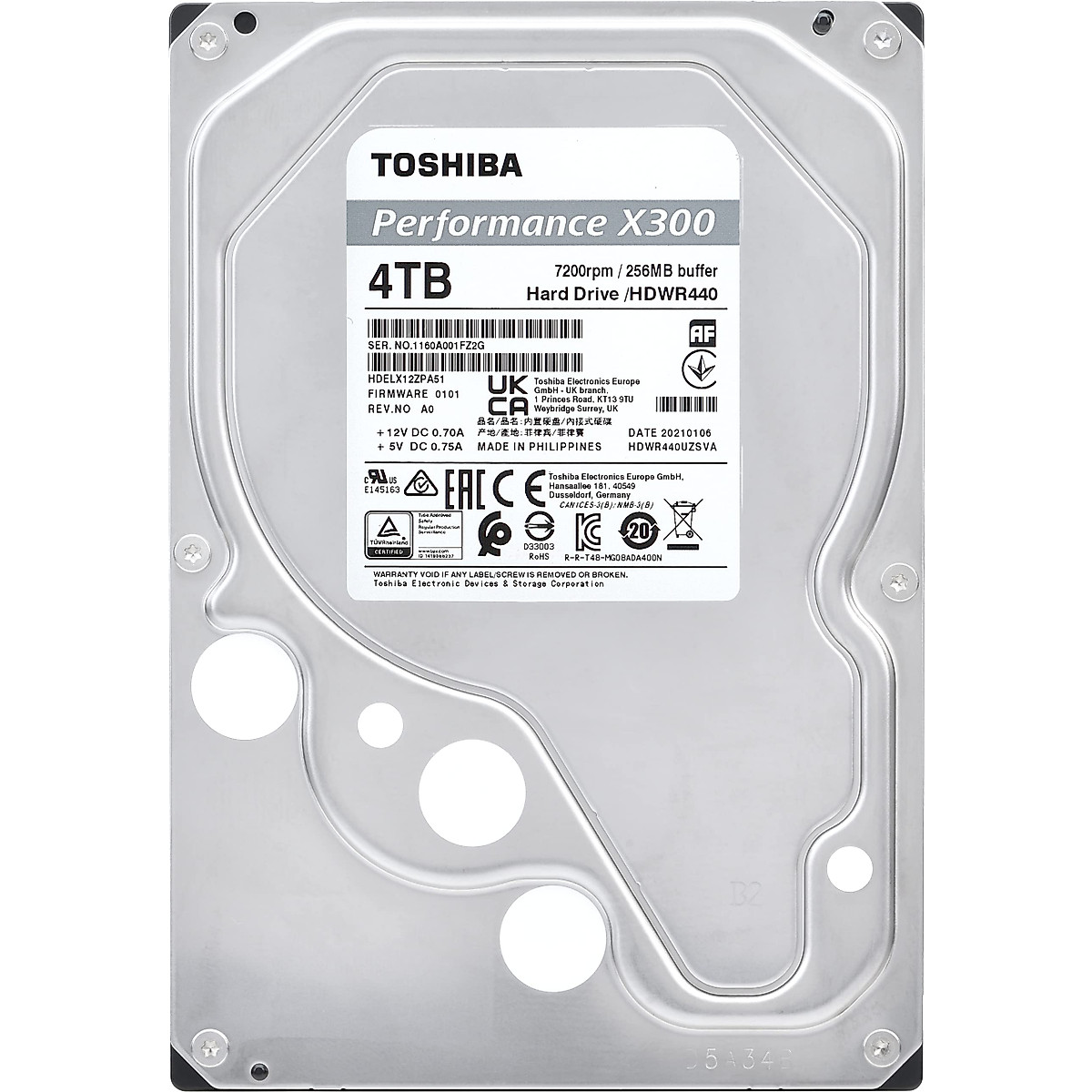 Toshiba X300 4TB Performance & Gaming 3.5-Inch Internal Hard Drive – CMR SATA 6 GB/s 7200 RPM 256 MB Cache - HDWR440XZSTA