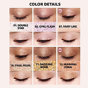 COLORGRAM Milk Bling Shadow - 01 Double Star | Pigmented liquid glitter eyeshadow, Long-lasting shimmer for daily and party makeup, Multi-dimensional sparkling metallic finish, Opaque coverage, Quick drying formula for easy application (0.11 fl.oz, 3.2g)