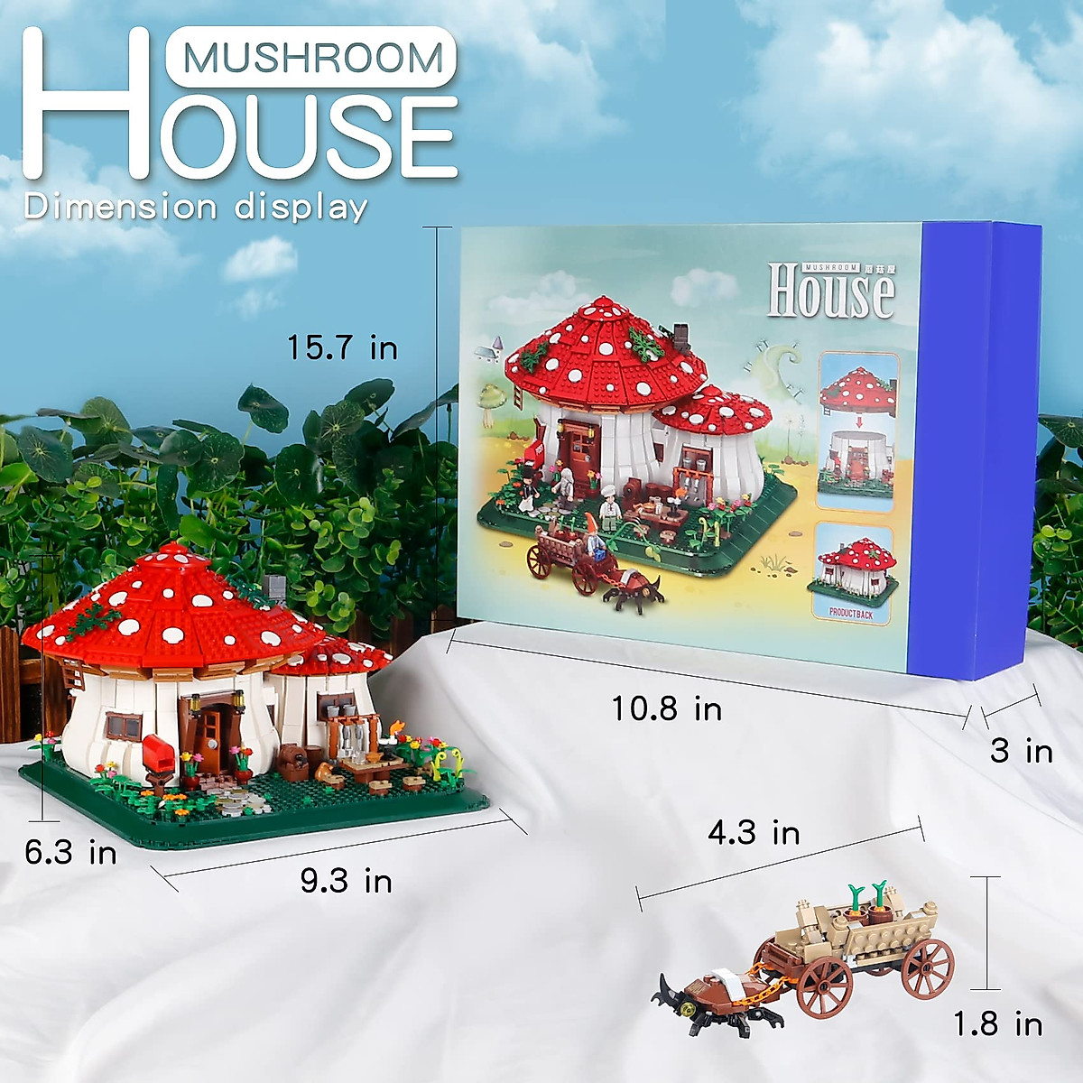 SAMYBLOCKS Mushroom House Building Blocks Sets(2233PCS),Creative Ideals Treehouse Building Blocks, Best Gift for 6+ Boys, Girls or Adults