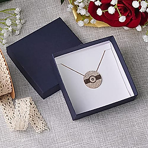 Cardboard Jewelry Boxes 10 Pack - 3.5"x3.5"x1" Bulk Cotton Filled Small Gift Boxes with Lids for Jewelry Packaging (Navy Blue)