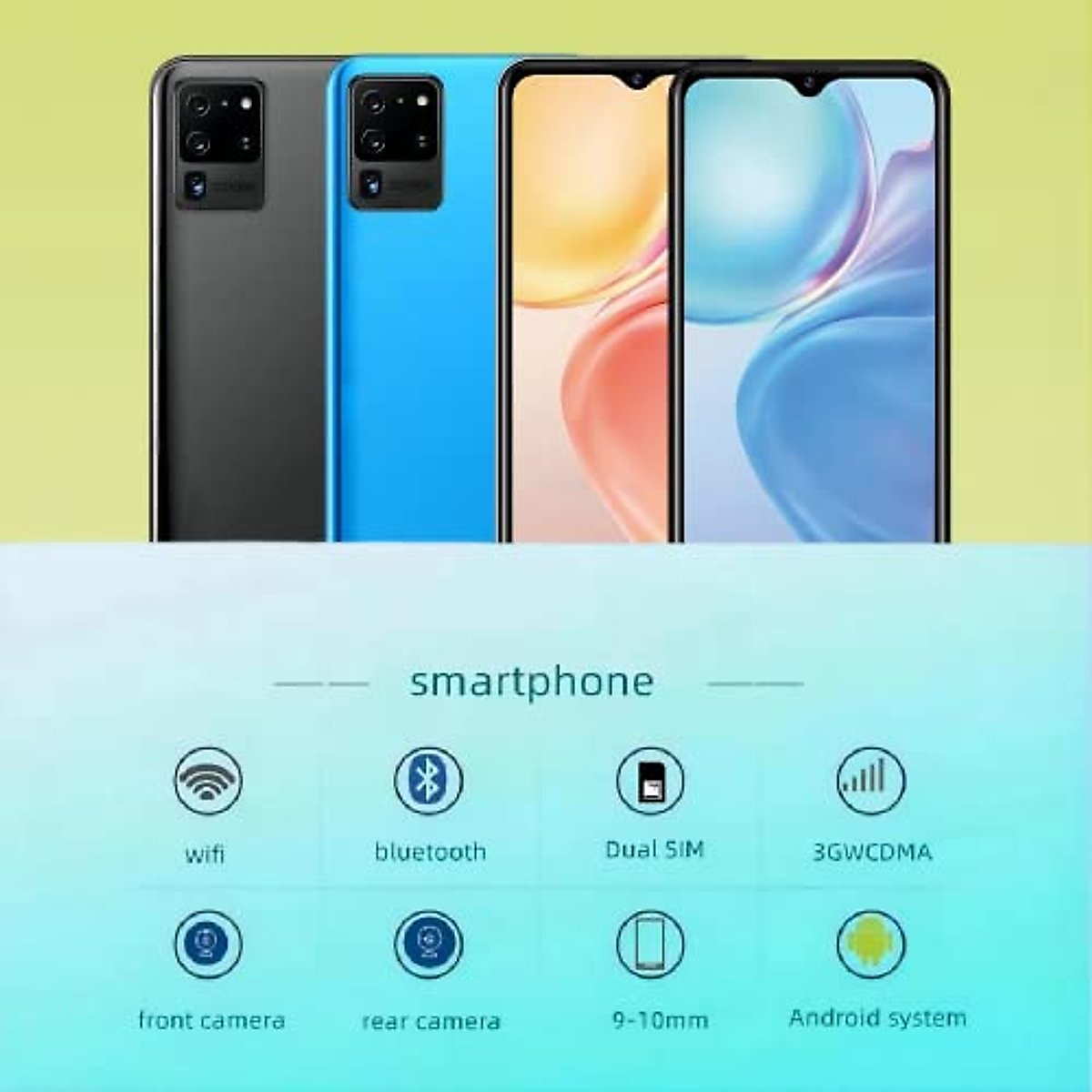 zsddzzy 6.52 inch Screen，Speak8c，Android Smartphone ，Dual SIM Card，1GB RAM 8GB ROM，Only Supports Dual SIM Card Frequency Band of 3GWCDMA ：850/2100MHZ，Unlocked Cell Phone（Blue）