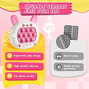 Alltope Pop Fidget Kids Games Toys Fast Push Game, 4 Different Modes Handheld Bubble It Pro Light Up Game Portable Puzzle Machine for Kids, Boys, Girls, Teens, Adult Birthday Gift Rabbit Pink