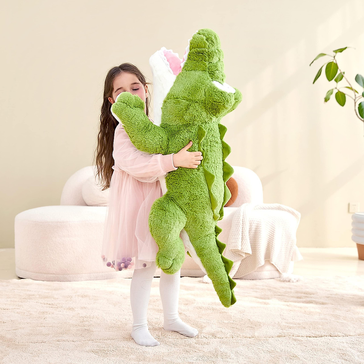 IKASA Giant Crocodile Stuffed Animal Plush Toys,Soft Toy 30" Alligator Large Cute Huge Jumbo Big Size Kawaii Fluffy Fat Plushie,Gifts for Kids