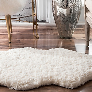 nuLOOM Hand Tufted Double Pelt Faux Sheepskin Runner Rug, 2' x 6', Natural, Rectangular, 1.35" Thick