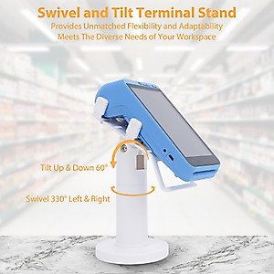 CRIZISTON Universal Square POS Machine Terminal Stand, Adjustable Square Credit Card Reader POS Stand, 7" Tall Swivel and Tilt Square Terminal Stand with Complete Kit, Screw-in and Adhesive, White