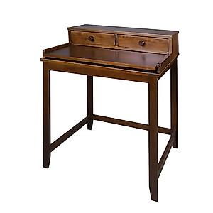 Solid Wood Home Office Computer Desk with Drawers, Pull-Out Tray, and Concealed Compartment