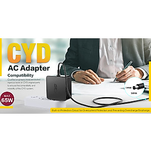 CYD 65W Laptop Power Cord Compatible for Dell Vostro Charger P28F PP29L PP39L P02E P17E P25F P39F PP02X PP04X PP05L PP08L DA65NM111 Latitude Vostro Precision Studio Xps Extra 8.2 Ft Power-Cable