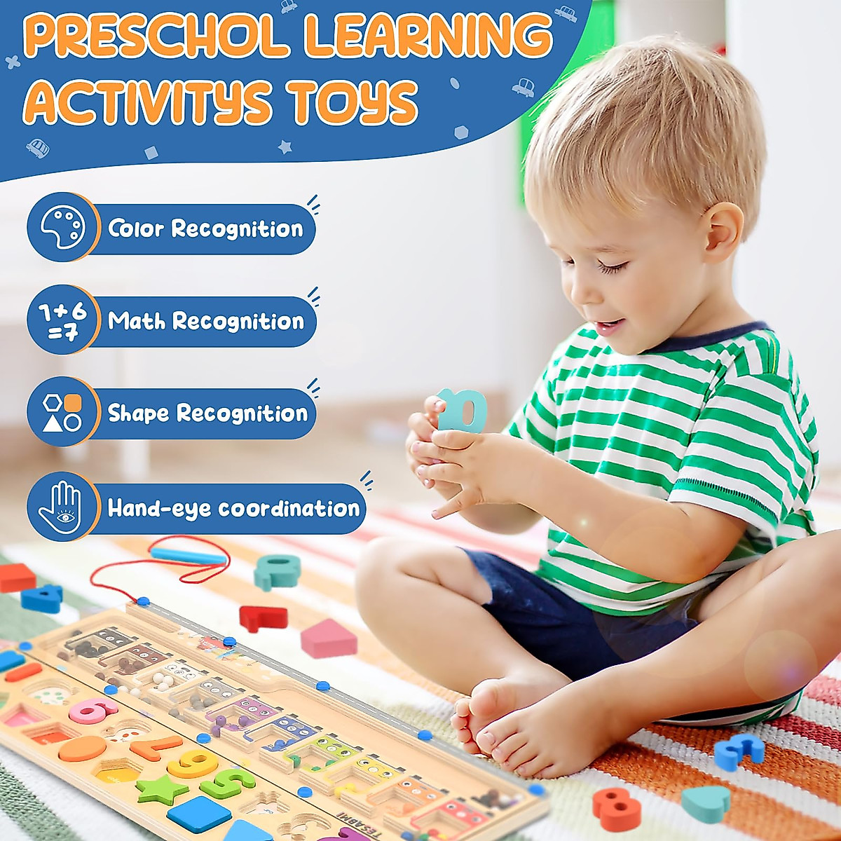 TeSabMi Montessori Screwdriver Board Set, Wooden Screw Driver Activities Tools Montessori Toys for 3 4 5 Year Old, Basic Skills Educational Sensory Learning Toy for Kids Toddlers Preschool