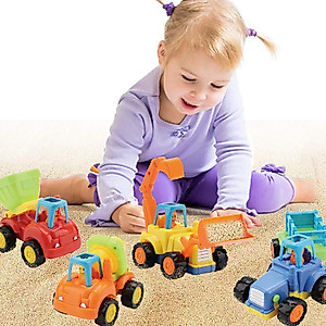 ZMZS Push and Go Cars for Kids, Friction Powered Toy Sand Play Tractor Truck Toy Baby Early Education Sets of 4,Gift for Children Boys Girls for 3+ Year Olds