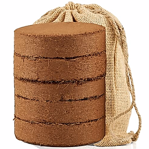 Expanding Organic Fiber Soil, Amazing Potting Soil for Indoor Plants & Herbs. Soil Discs Made from Coco Coir. Comes in Reusable Jute Bag.