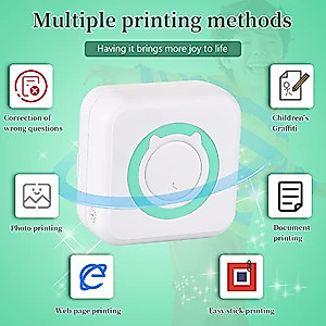 VIDYSUFYR Mini Printer Sticker Maker, Bluetooth Wireless Portable Mobile Printer Machine Thermal Printer for Notes, Memo, Photo, Sticky Scrapbook, Label Pocket Label Receipt Printer (Blue)
