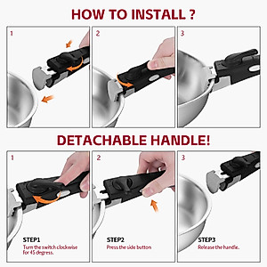 Inqibee Tri-ply Stainless Steel 8.5-12 Inch Sauté Pans with Lid,Stir Frying Pan Set,Skillets,Induction Pans for Home & RV Camping,Detachable Handle.