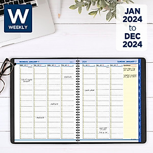 AT-A-GLANCE 2024 Weekly & Monthly Planner, QuickNotes, Quarter-Hourly Appointment Book, Monthly Tabs, 8-1/4" x 11", Large, Pockets, Black (769500524)