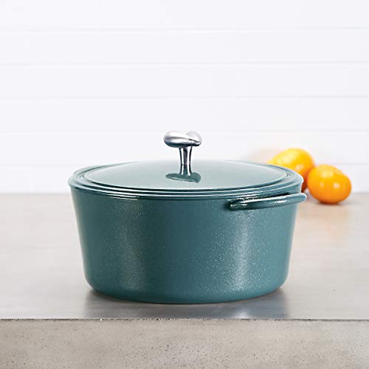 Ayesha Curry Cast Iron Enamel Casserole Dish/ Casserole Pan / Dutch Oven with Lid - 6 Quart, Twilight Teal