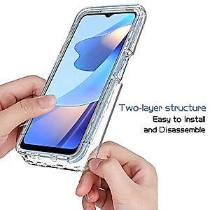 Zoeirc Case for Oppo A16/OPPO A16S/OPPO A54S CPH2273 Case with Tempered Glass Screen Protector, Soft 360 Full Body Shockproof Hybrid Bumper Crystal Clear Case Cover for Oppo A16 4G (Clear)