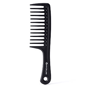 HYOUJIN Black Large Wide Tooth Comb Detangler Detangling Paddle Brush, Care Handgrip Comb-Best Styling Comb for Curly,Wet,Long Hair