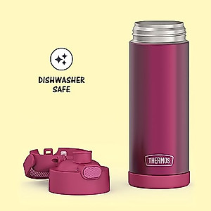 THERMOS FUNTAINER 16 Ounce Stainless Steel Vacuum Insulated Bottle with Wide Spout Lid, Rosewoood