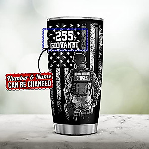 Wassmin Personalized Correctional Officer Gifts For Men Correction American Flag Tumbler 20oz 30oz Insulated Coffee Travel Mug Cup