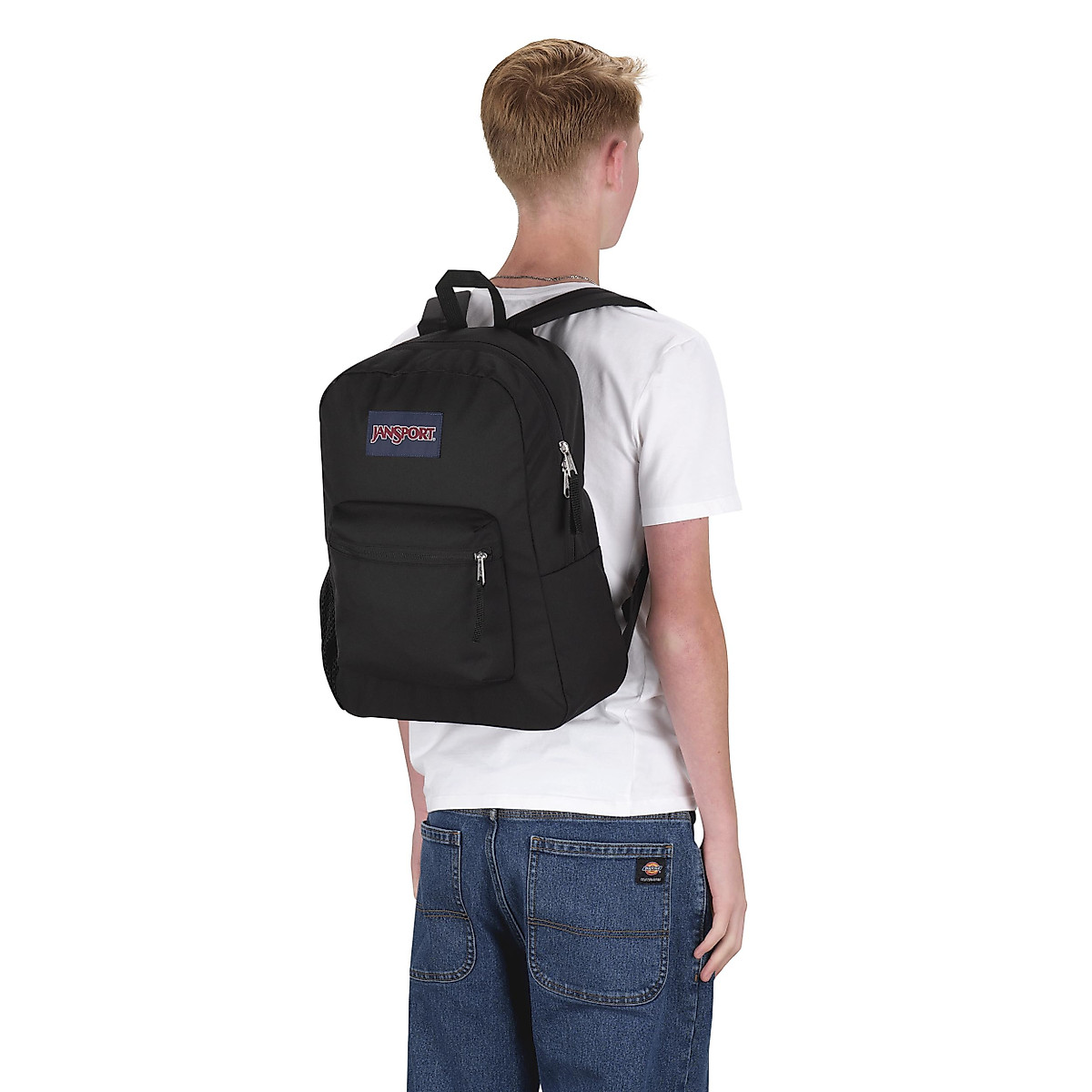 JanSport Cross Town School Backpack, Black, 17" x 12.5" x 6" - Simple Bookbag for Girls, Boys, Adults with 1 Main Compartment, Front Utility Pocket - Premium School Accessories