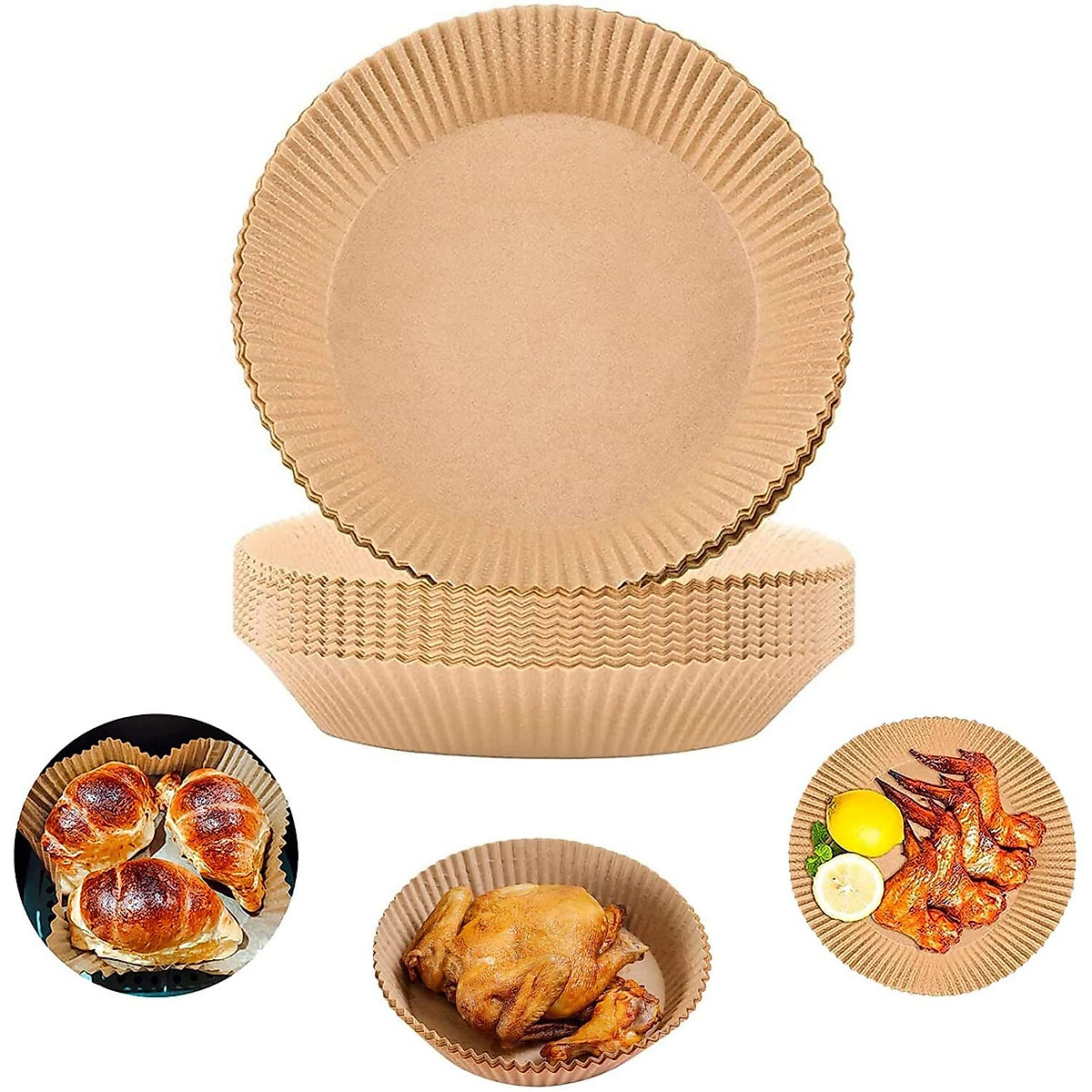 100PCS Air Fryer Liners Disposable Paper,Parchment Paper For Air Fryer, Disposable Paper Towel For Air Fryer,For Baking, Roasting, Microwave, Oil and Water Proof, Oven Accessories(3-5L-6.3 inch)