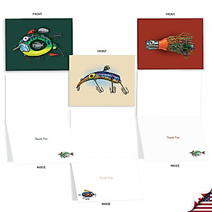 The Best Card Company 10 Assorted Thank You Notecards Bulk Box Set 4 x 5.12 Inch with Envelopes (10 Designs, 1 Each) Off The Hook M6543TYG