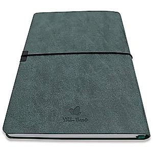 YRL Best Writing Journal/Notebook, College Ruled/Lined, A5 Size, 5.8x8.3", Premium Faux Leather Soft Cover, Creamy Thick Paper, Sewn Bound, Elastic Wrap, Inner Pocket, Pen Loop, Lays Flat, Green