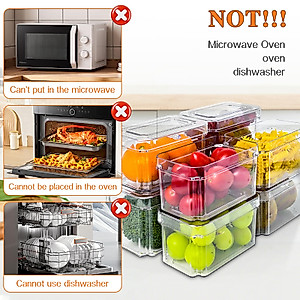 zvopvo Fridge Organizer, Stackable Refrigerator Organizer Bins with Lids, BPA-Free Produce Fruit Storage Containers for Storage Clear for Kitchen, Vegetable Storage [10-Pack]